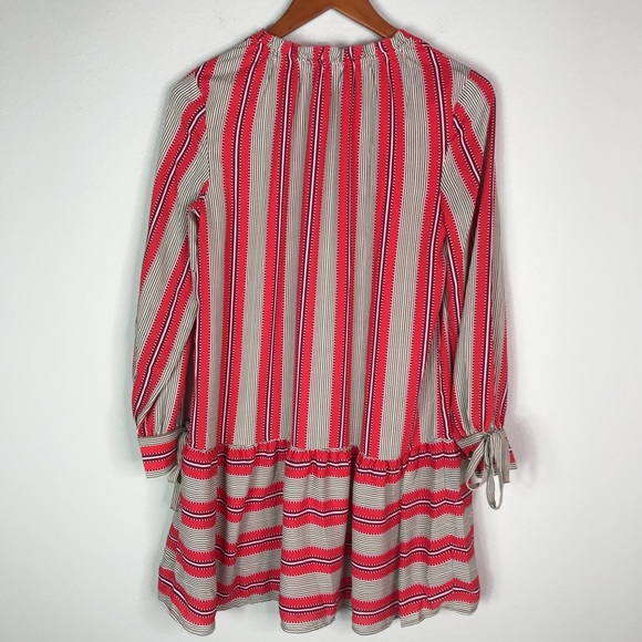 LOFT | Dresses | Loft Red Petite Spiced Stripe Flounce Dress Sm | Poshmark